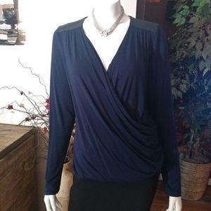 CAbi | Tops | Cabi Navy Blue Luxury Wrap Blouse | Poshmark